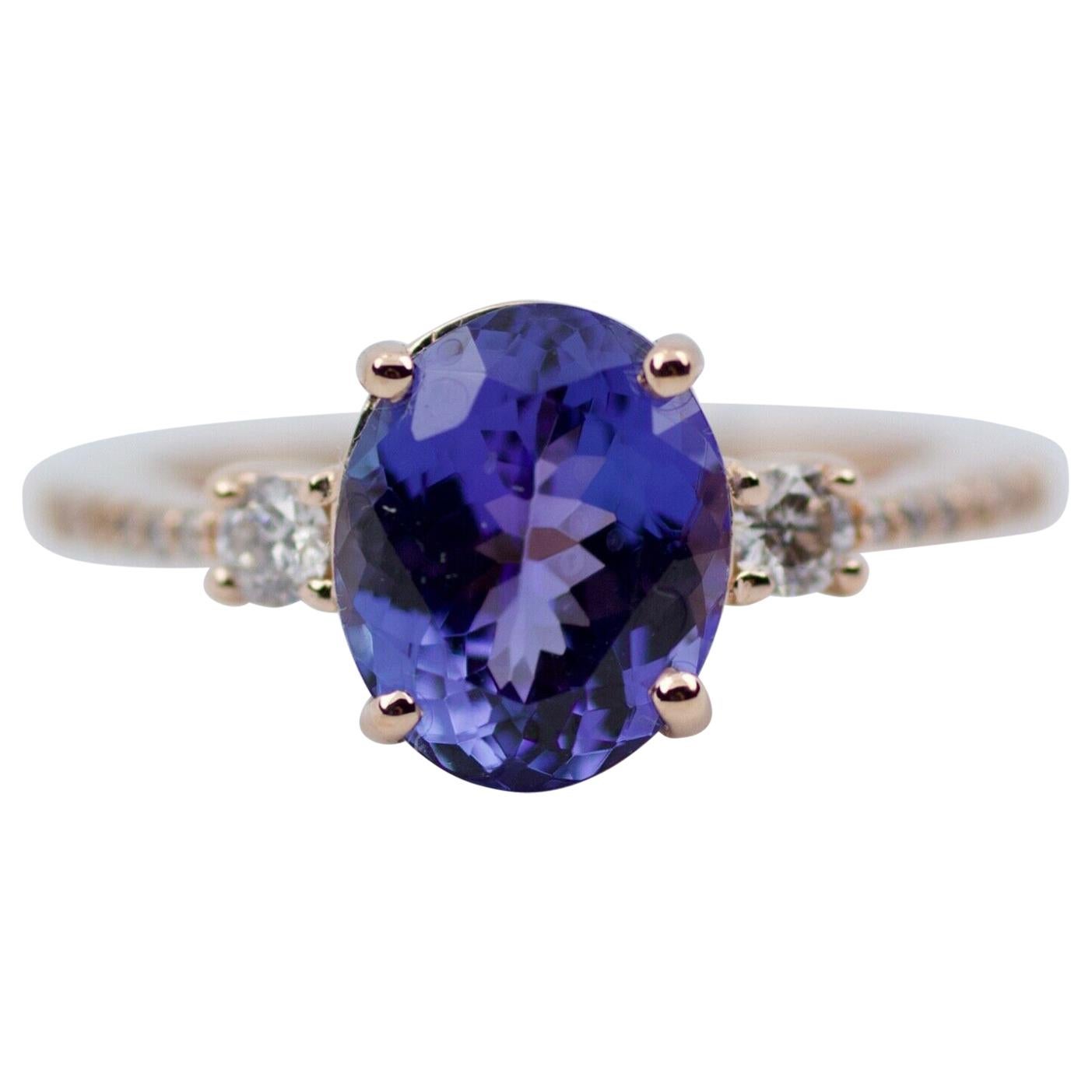 Crown of Light 14k White Gold .65ct Diamond and .38ct Round Tanzanite ...
