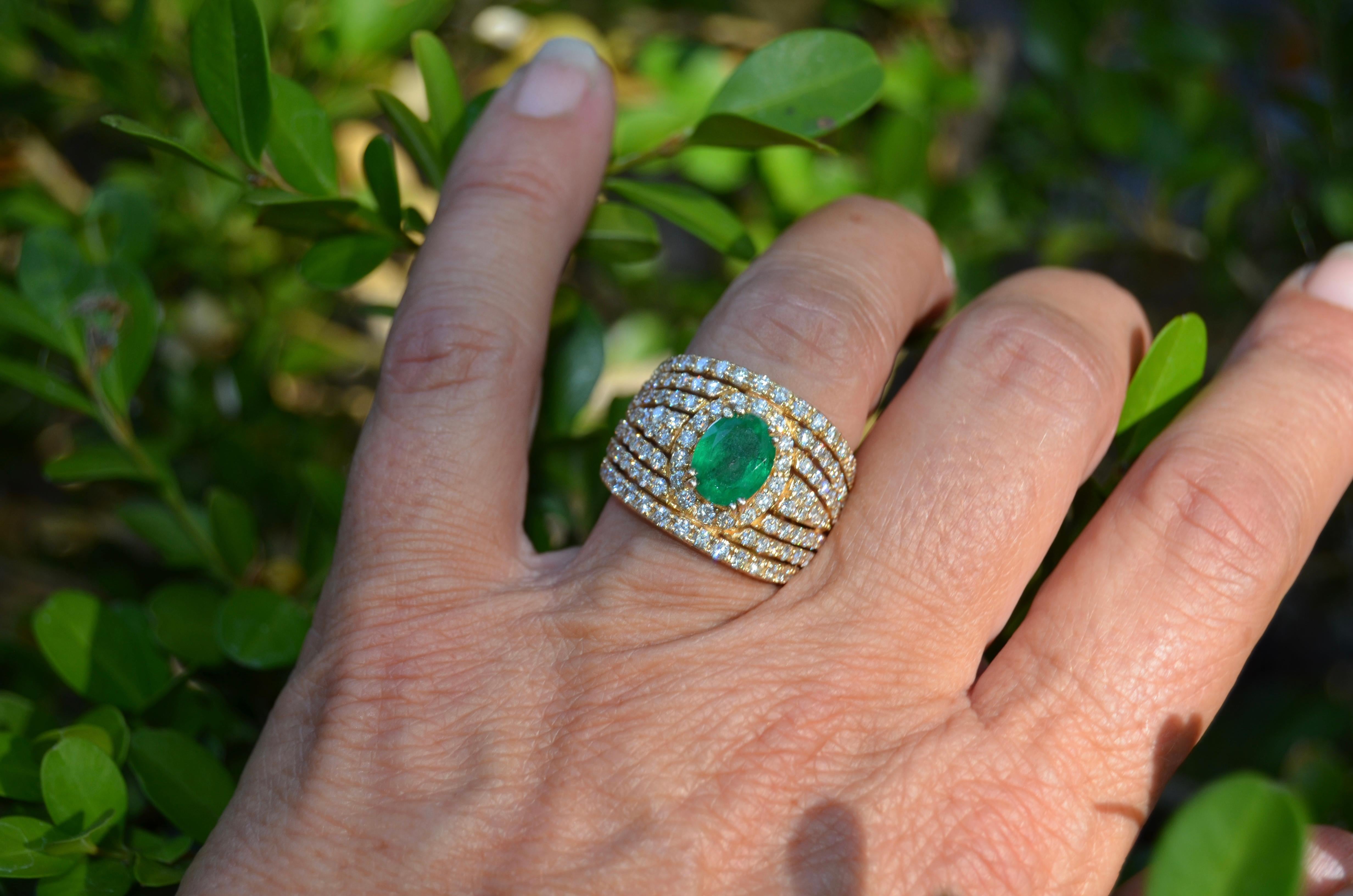 Effy 14K Emerald and Diamond Wide Band Ring For Sale at 1stDibs | usf ...