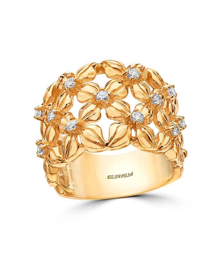 Effy 14 Karat Yellow Gold and Diamond Ring For Sale at 1stDibs | effy ...