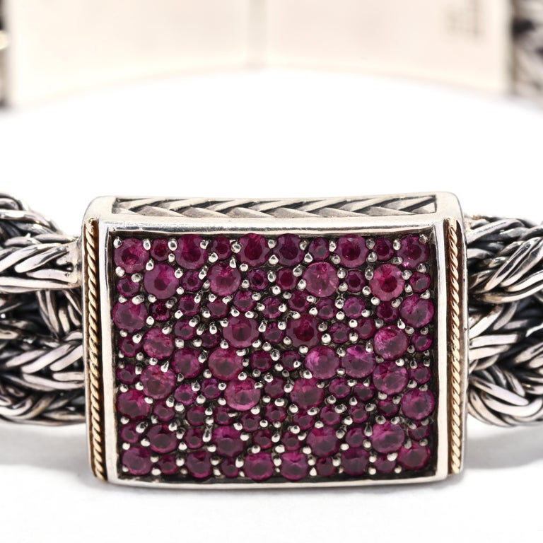 Effy 2ctw Cluster Ruby Woven Bracelet, 18K Yellow Gold Sterling Silver ...