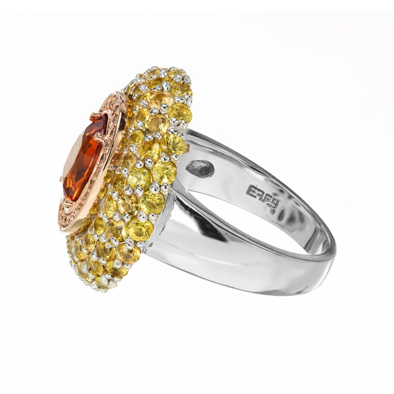 Effy 4.00 Carat Sapphire Diamond White Rose Gold Cocktail Cluster Ring ...