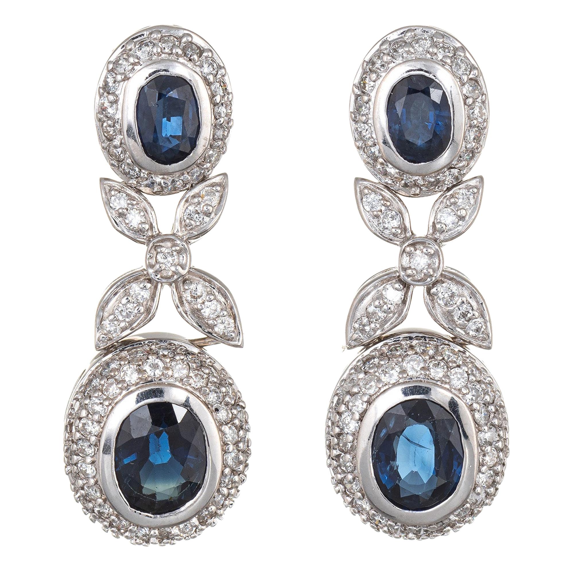 Suarez Aquamarine Diamond Drop Earrings Estate 18 Karat White Gold Fine ...