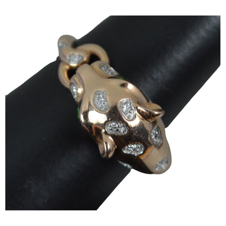 Effy Designer 14ct Rose Gold and Diamond Leopard Ring For Sale at 1stDibs