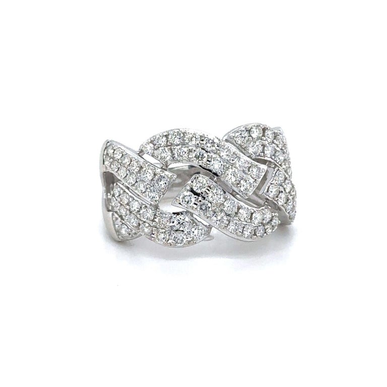 Effy D'oro 14 Karat White Gold and Diamond Braid Wide Ring For Sale at ...