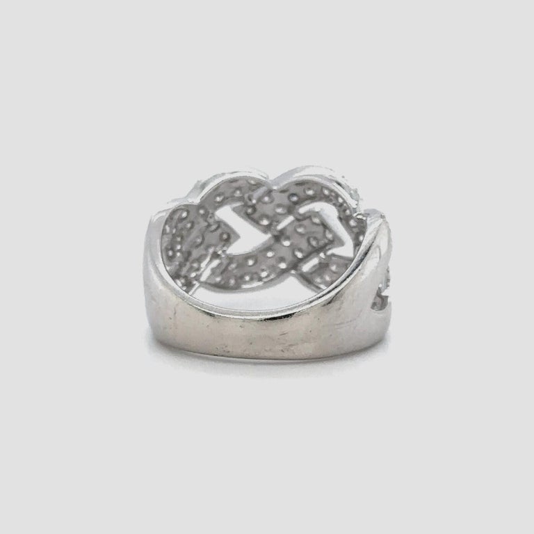 Effy D'oro 14 Karat White Gold and Diamond Braid Wide Ring For Sale at ...