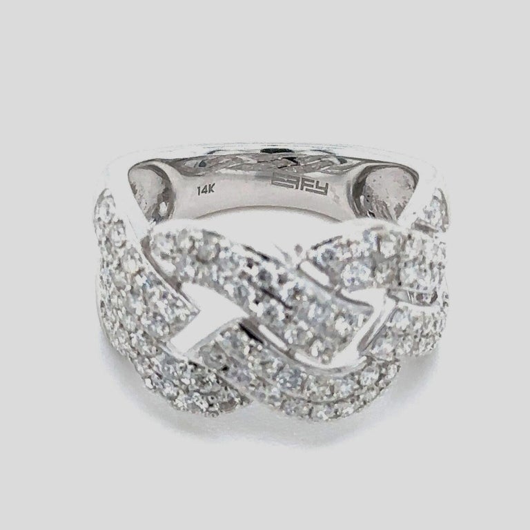 Effy D'oro 14 Karat White Gold and Diamond Braid Wide Ring For Sale at ...