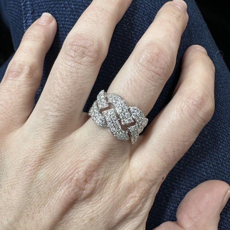 Effy D'oro 14 Karat White Gold and Diamond Braid Wide Ring For Sale at ...