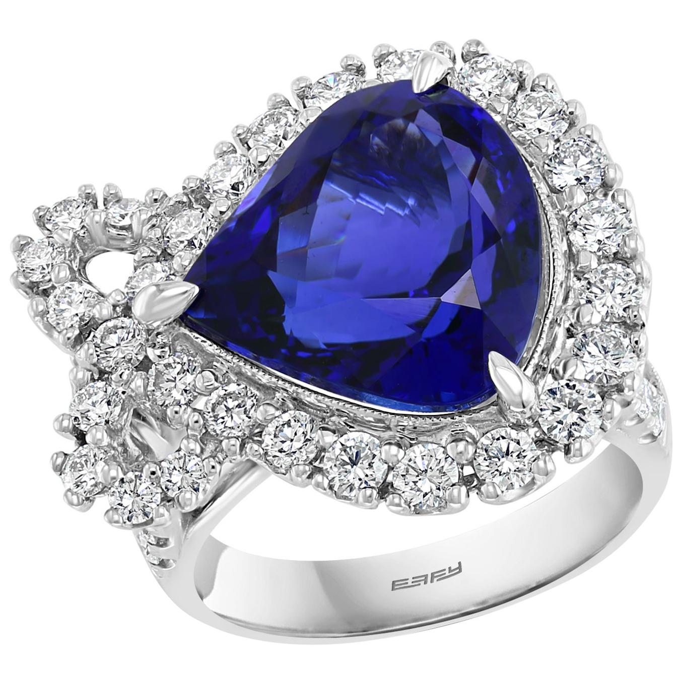 Effy Hematian 18 Karat White Gold Diamond and Sapphire Victorian Ring ...