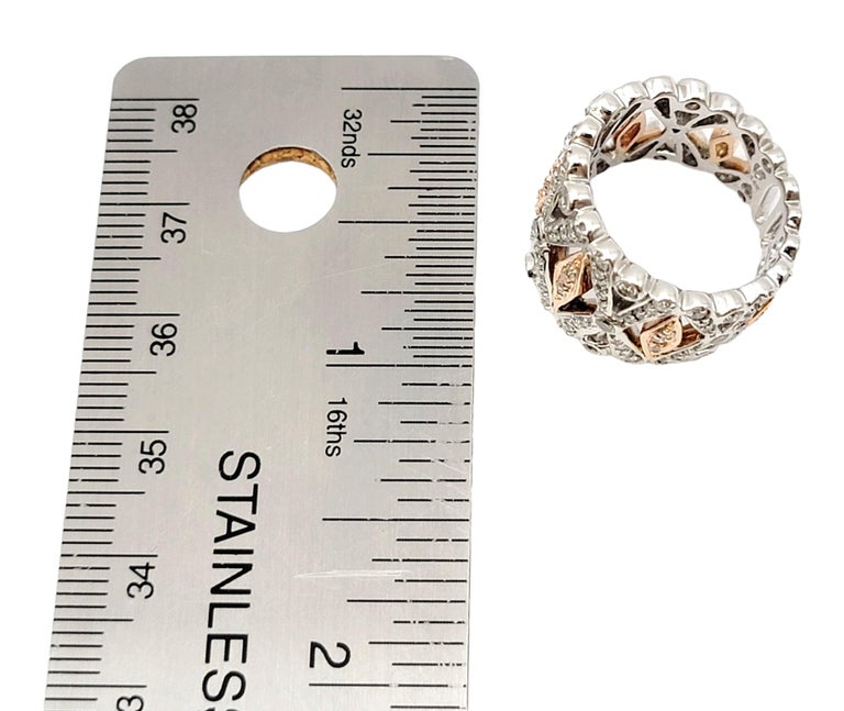 Effy Pave Diamond Graduated 'X' Band Ring in 14 Karat White and Rose ...