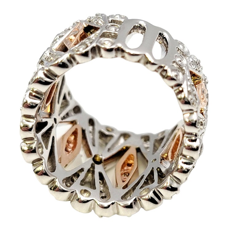 Effy Pave Diamond Graduated 'X' Band Ring in 14 Karat White and Rose ...