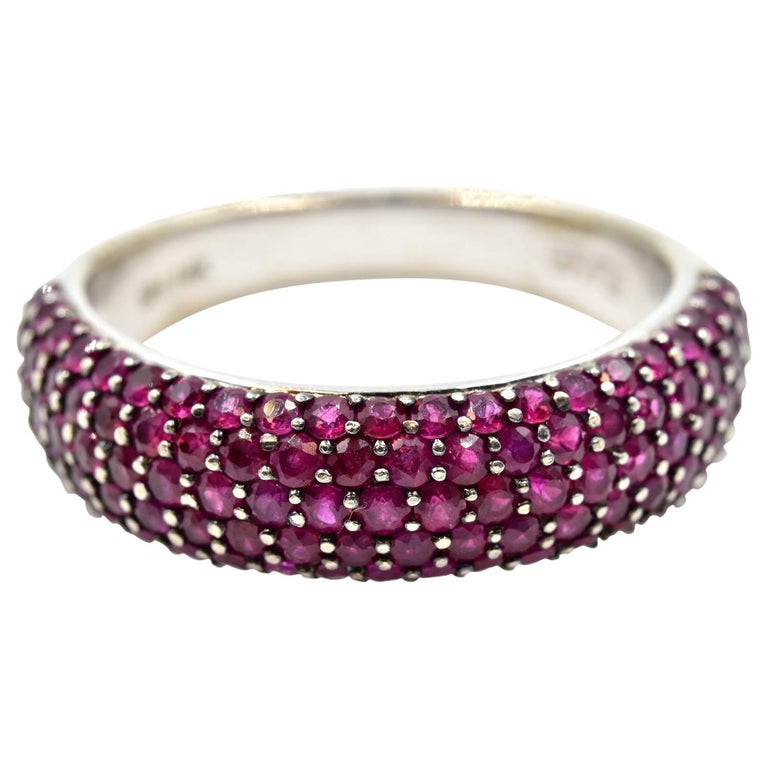“Effy” Ruby Pave Set 14 Karat White Gold Band at 1stDibs