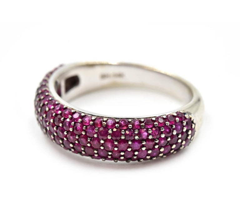 “Effy” Ruby Pave Set 14 Karat White Gold Band at 1stDibs