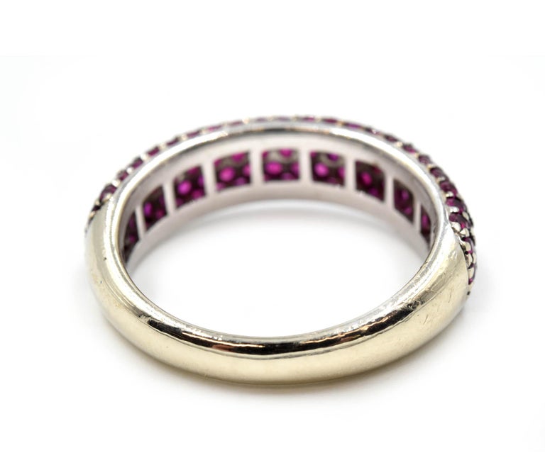 “Effy” Ruby Pave Set 14 Karat White Gold Band at 1stDibs