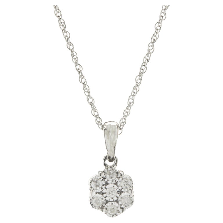 Effy Sterling Silver Diamond Flower Necklace For Sale at 1stDibs