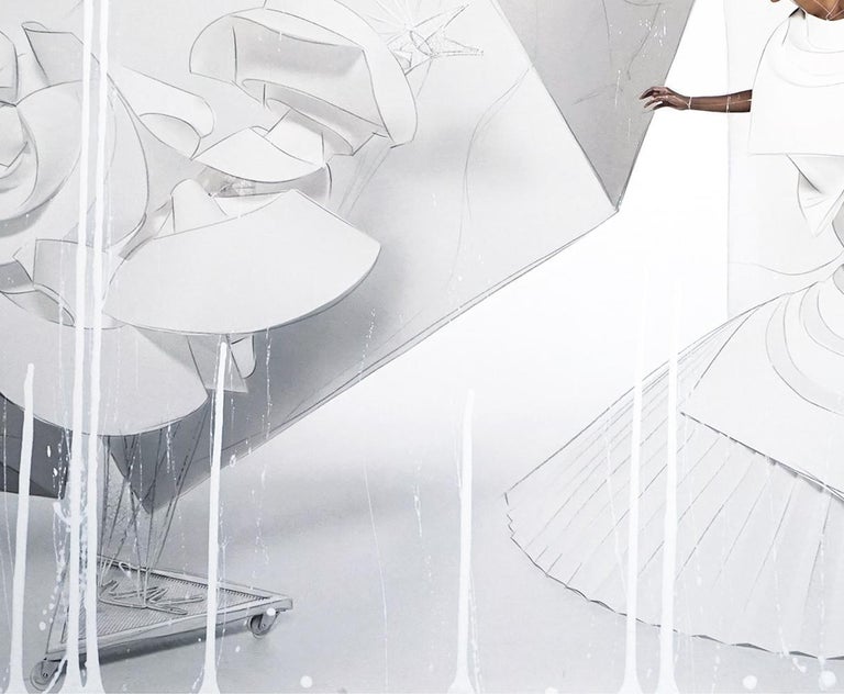 Efren Isaza - Black Girl in Origami Dress with Rooster I. Framed For ...