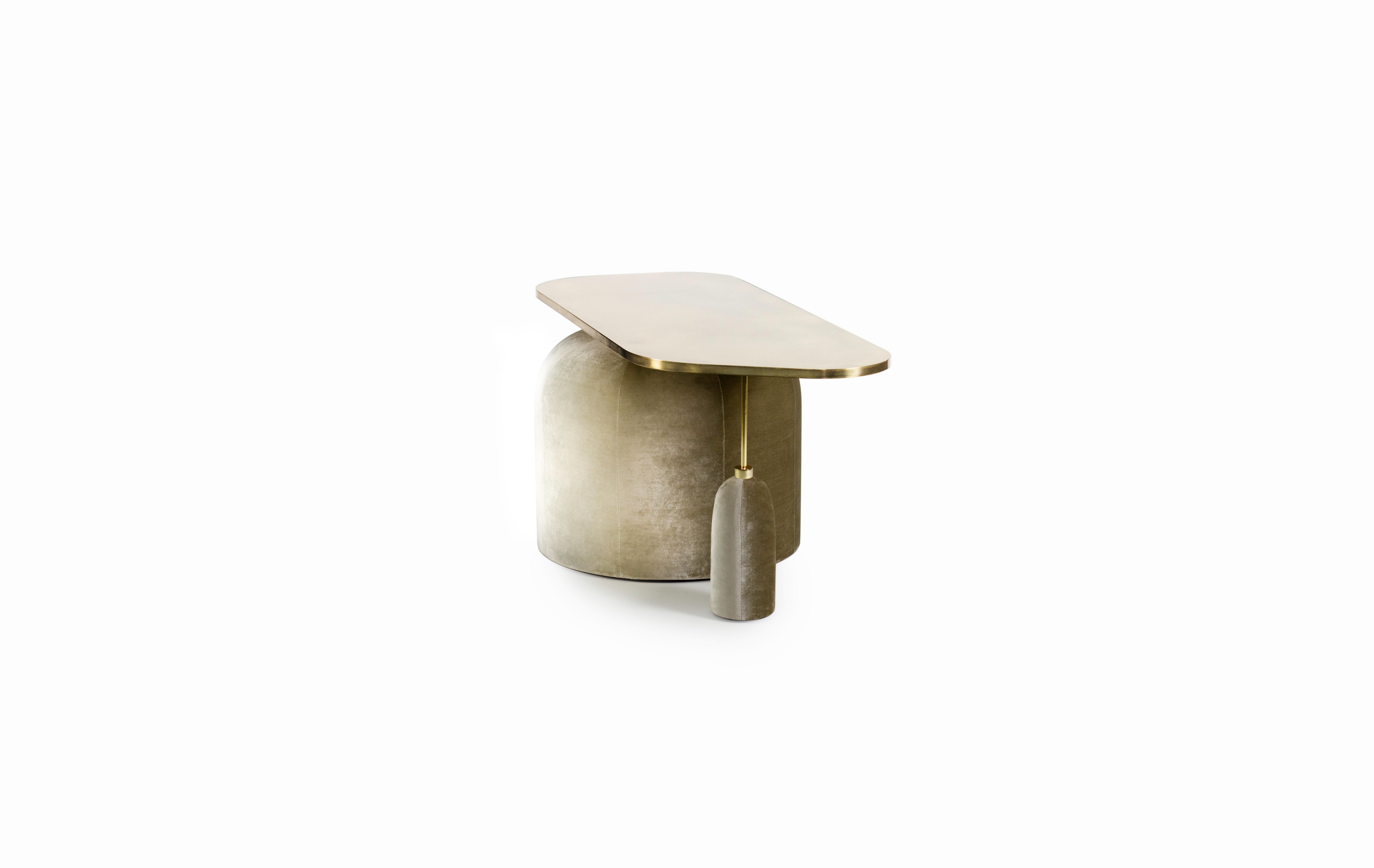 EGG Cocktail Side Table in Chromed or Patinated Brass and Velvet For ...