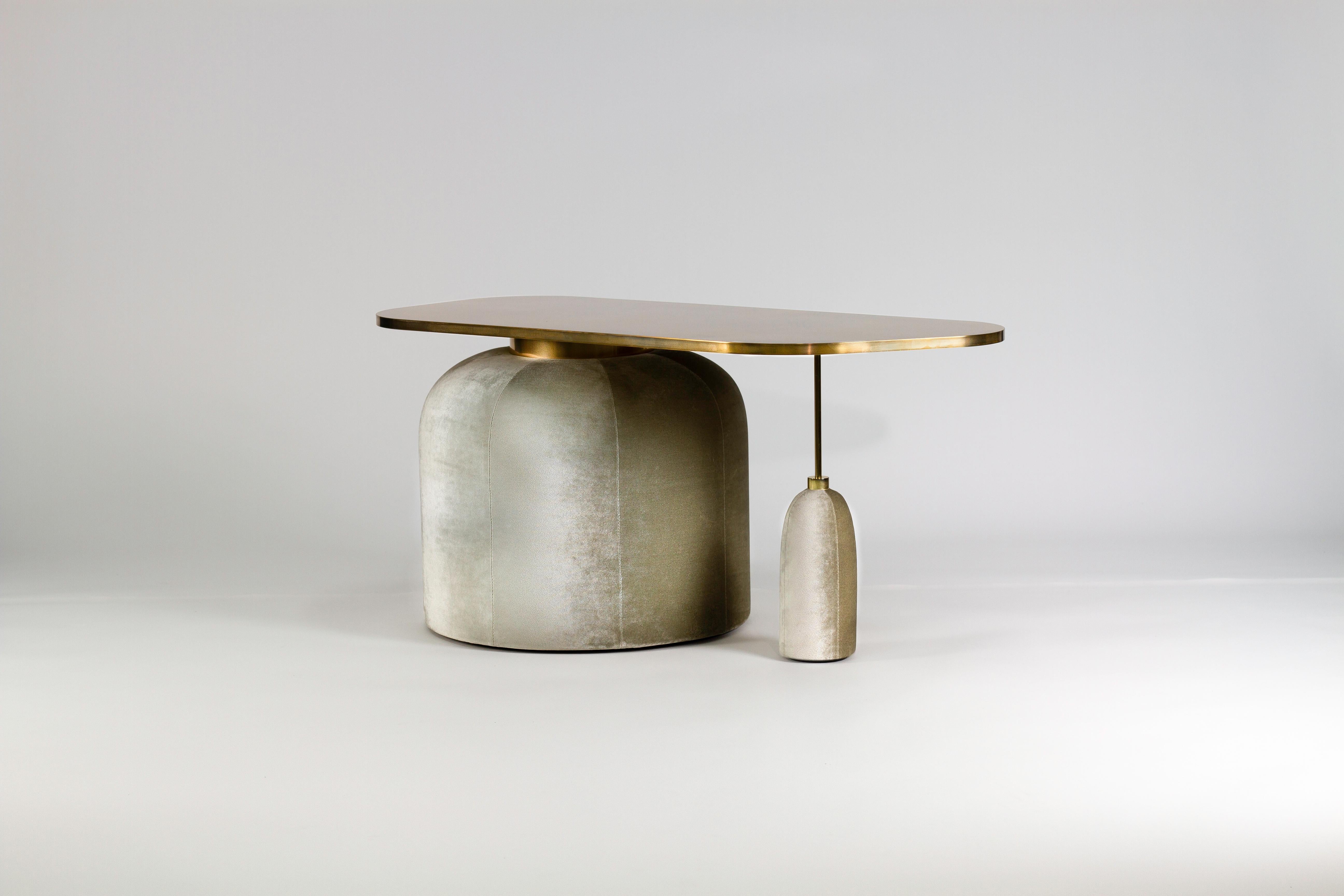 EGG Cocktail Side Table in Chromed or Patinated Brass and Velvet For ...