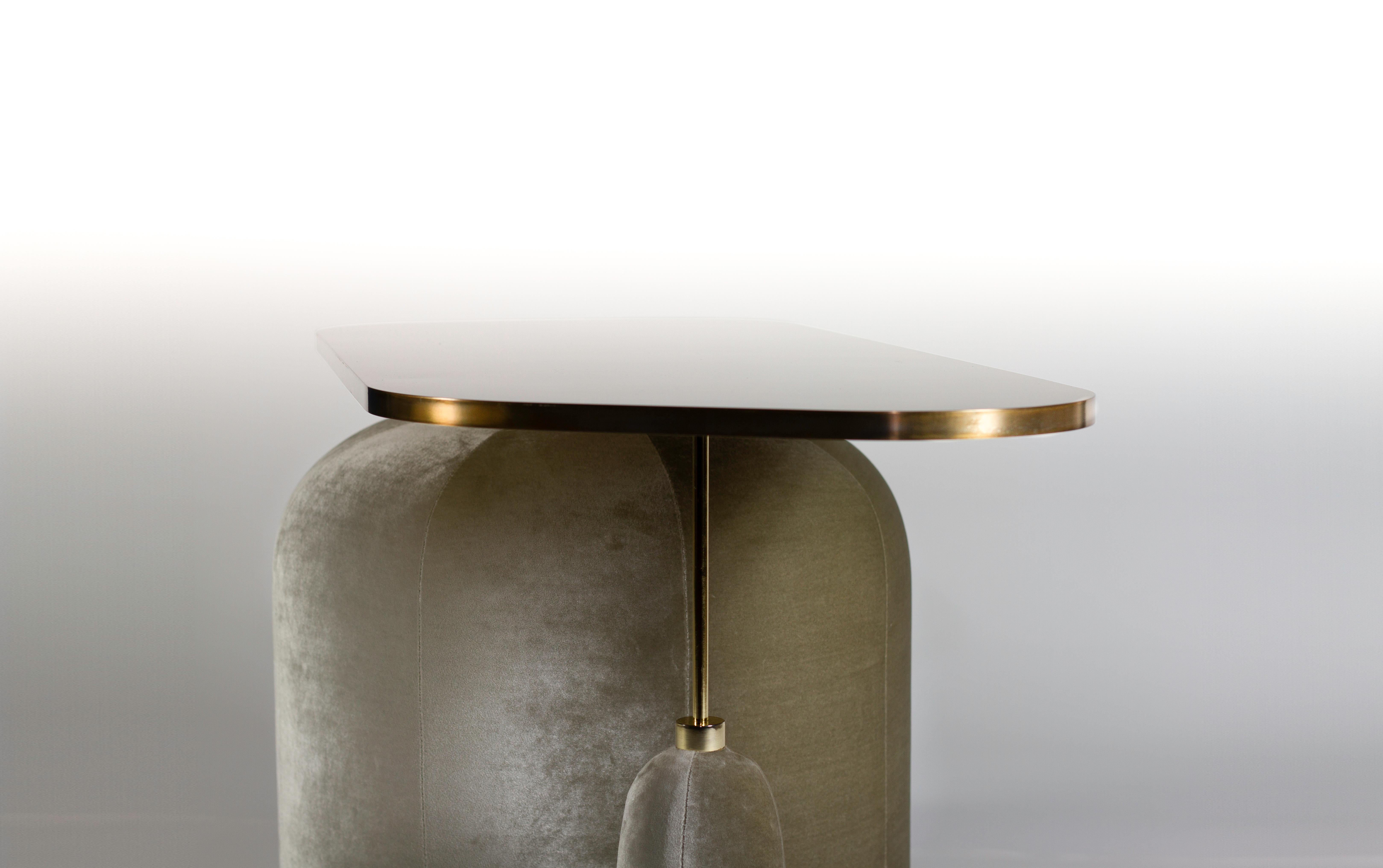 EGG Cocktail Side Table in Chromed or Patinated Brass and Velvet For ...