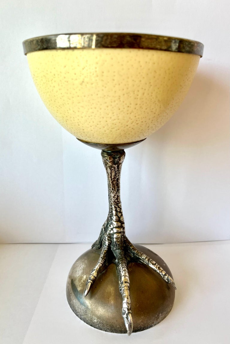Egg on a Bronze Silver Plated Support Shaped as a Rooster’s Pate ...