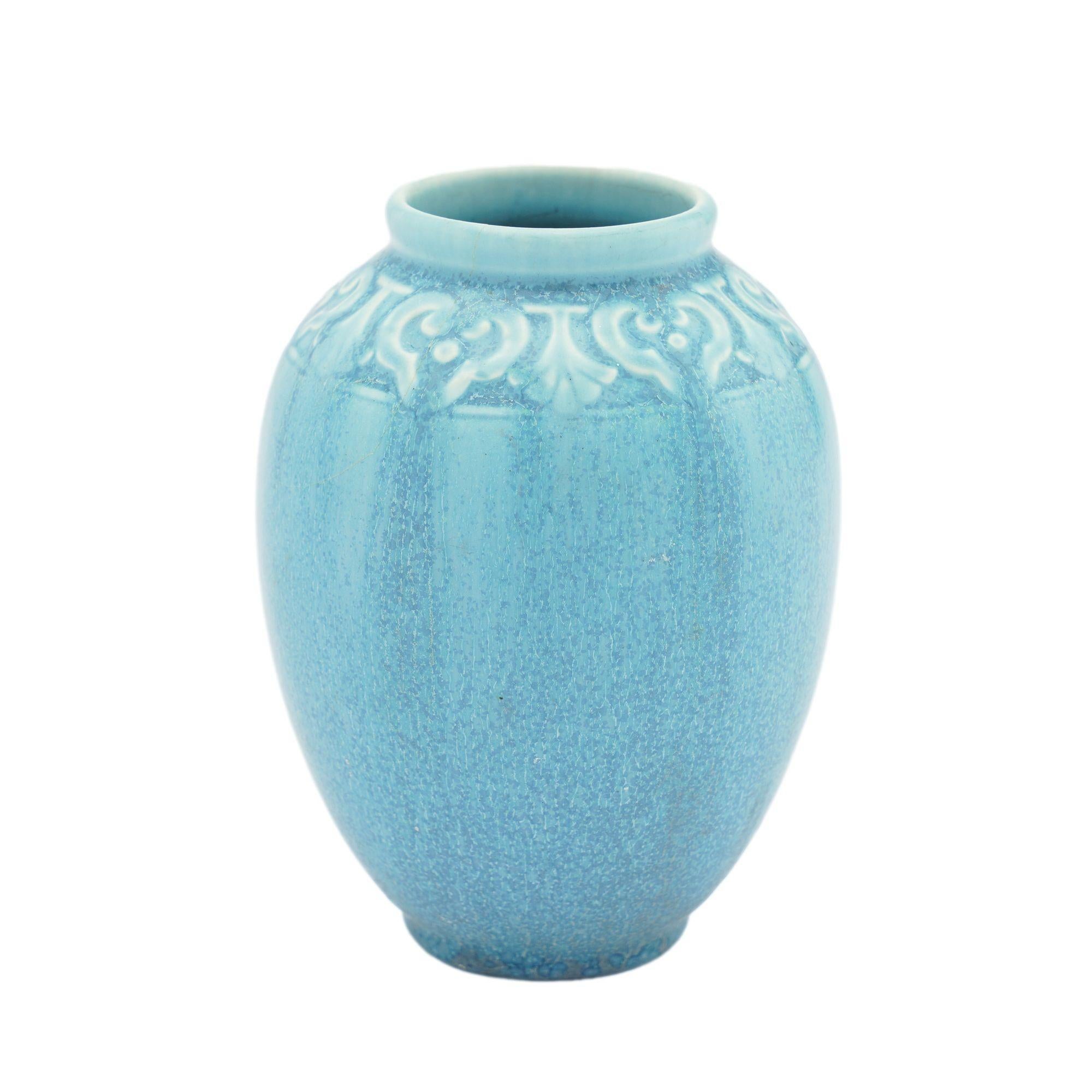 Egg shaped cerulean blue ceramic vase by Rookwood, c. 1920's For Sale ...