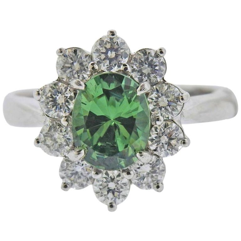 EGL 2.63 Carat Russian Andradite Demantoid Garnet Gold Diamond Ring at ...