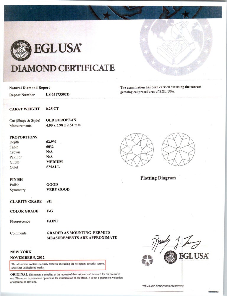EGL Certified .25 Carat Old European Diamond Art Deco Gold Engagement ...