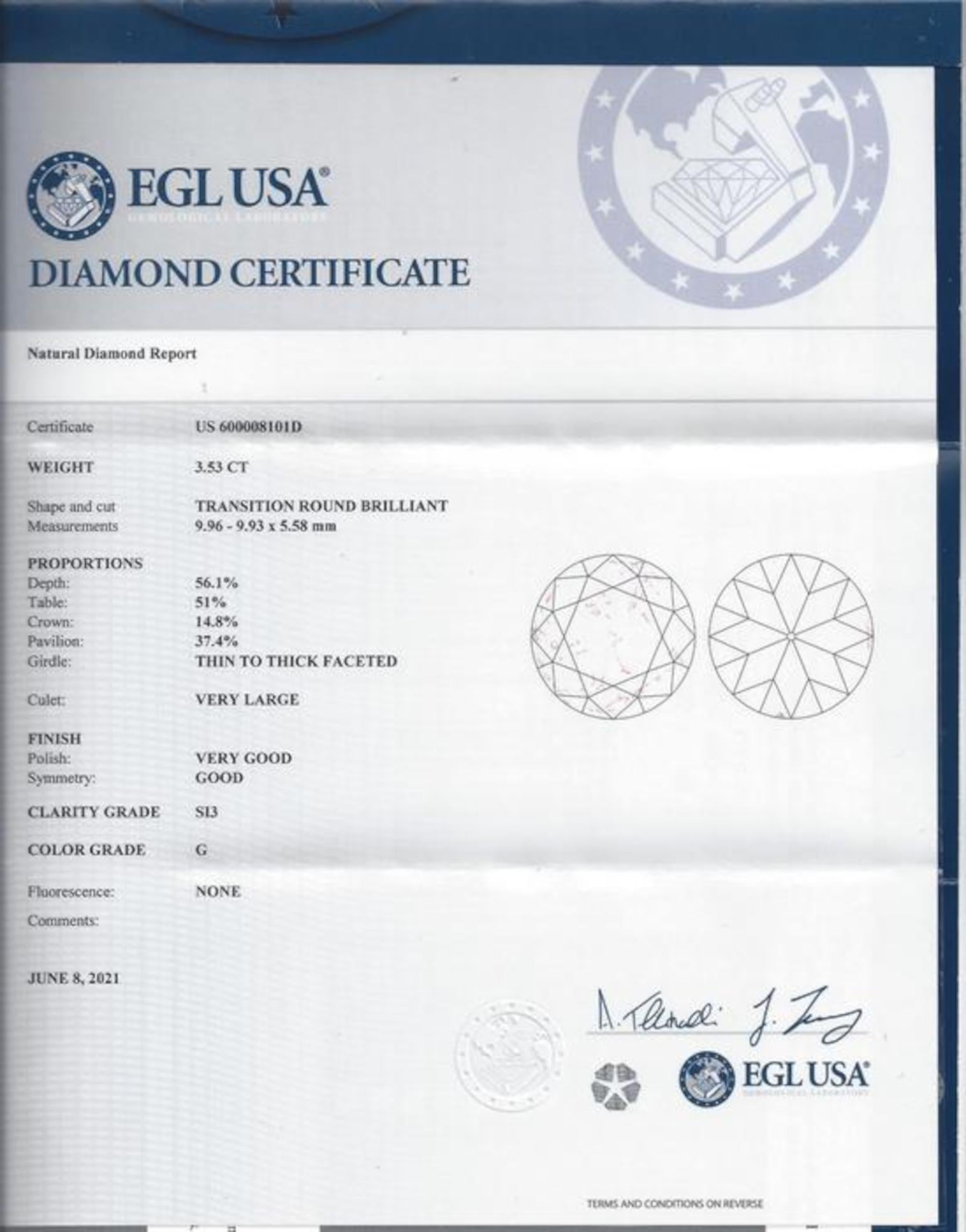 EGL Certified 3.53 Carat Old Transitional Cut Diamond Solitaire ...