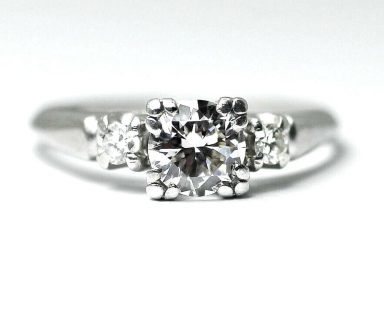 EGL Certified .48 Pts. Diamond 14 Karat White Gold 3-Stone Ring For ...
