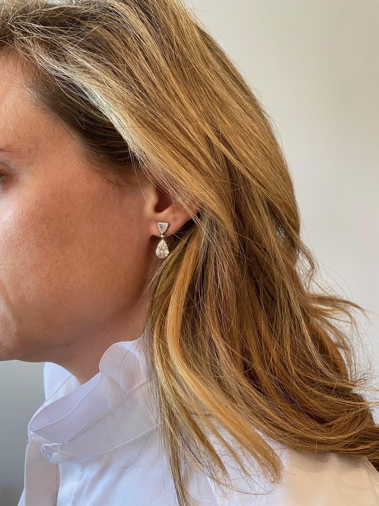 EGL Certified 5.99 Carat Pear and Shield Diamond Drop Earrings in ...