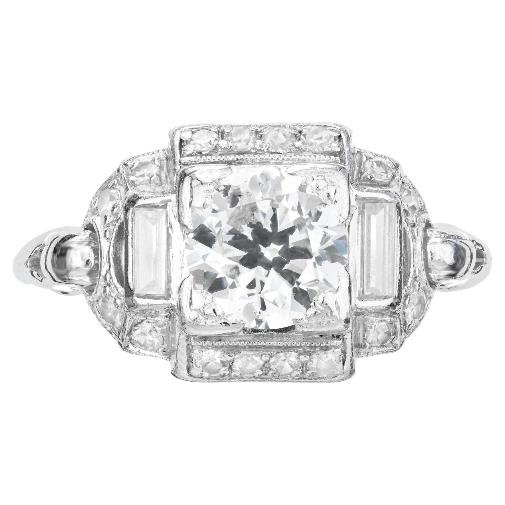 Tycoon Cut 2.42 Carat Three-Stone Halo Design Diamond and Platinum Ring ...