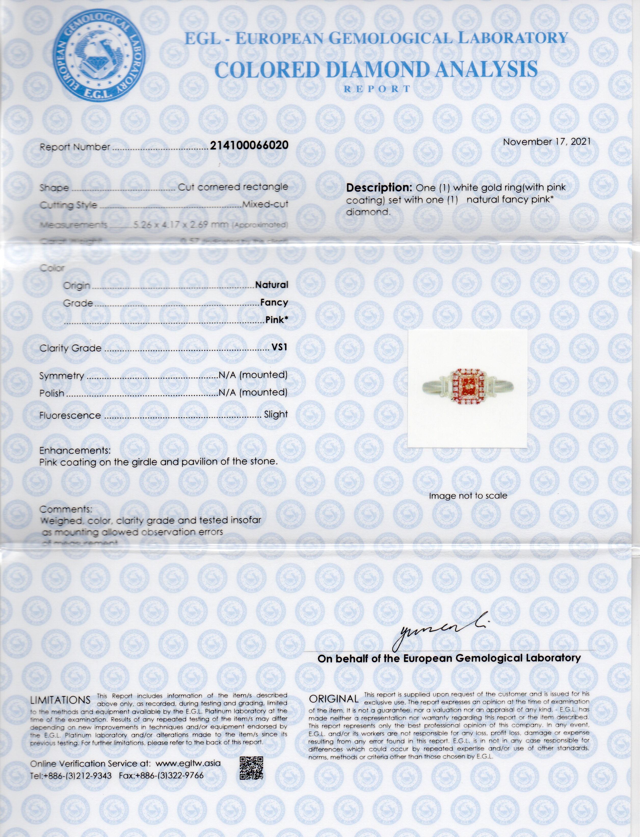 EGL Certified Pink Diamond 0.68 Carat Ring with Pink Diamond Halo 18K ...