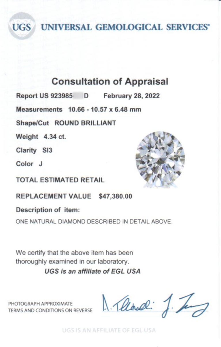 EGL Certified Platinum and Diamond Solitaire Eternity Engagement Ring 5 ...