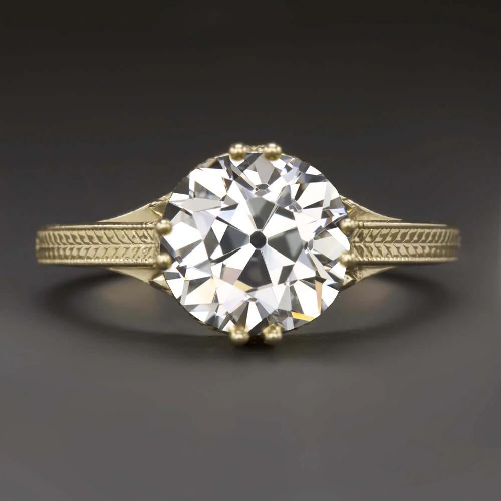 EGL-USA Certified 2.22 Carat 14K Yellow Gold Old European Cut Diamond ...