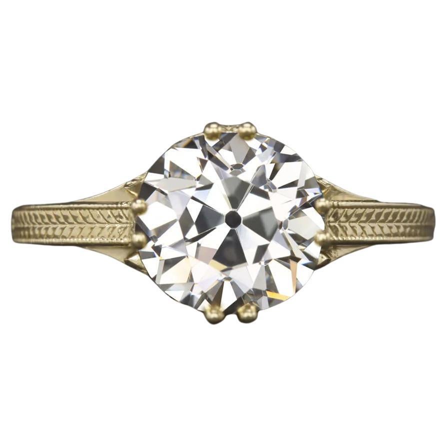 EGL-USA Certified 2.22 Carat 14K Yellow Gold Old European Cut Diamond ...