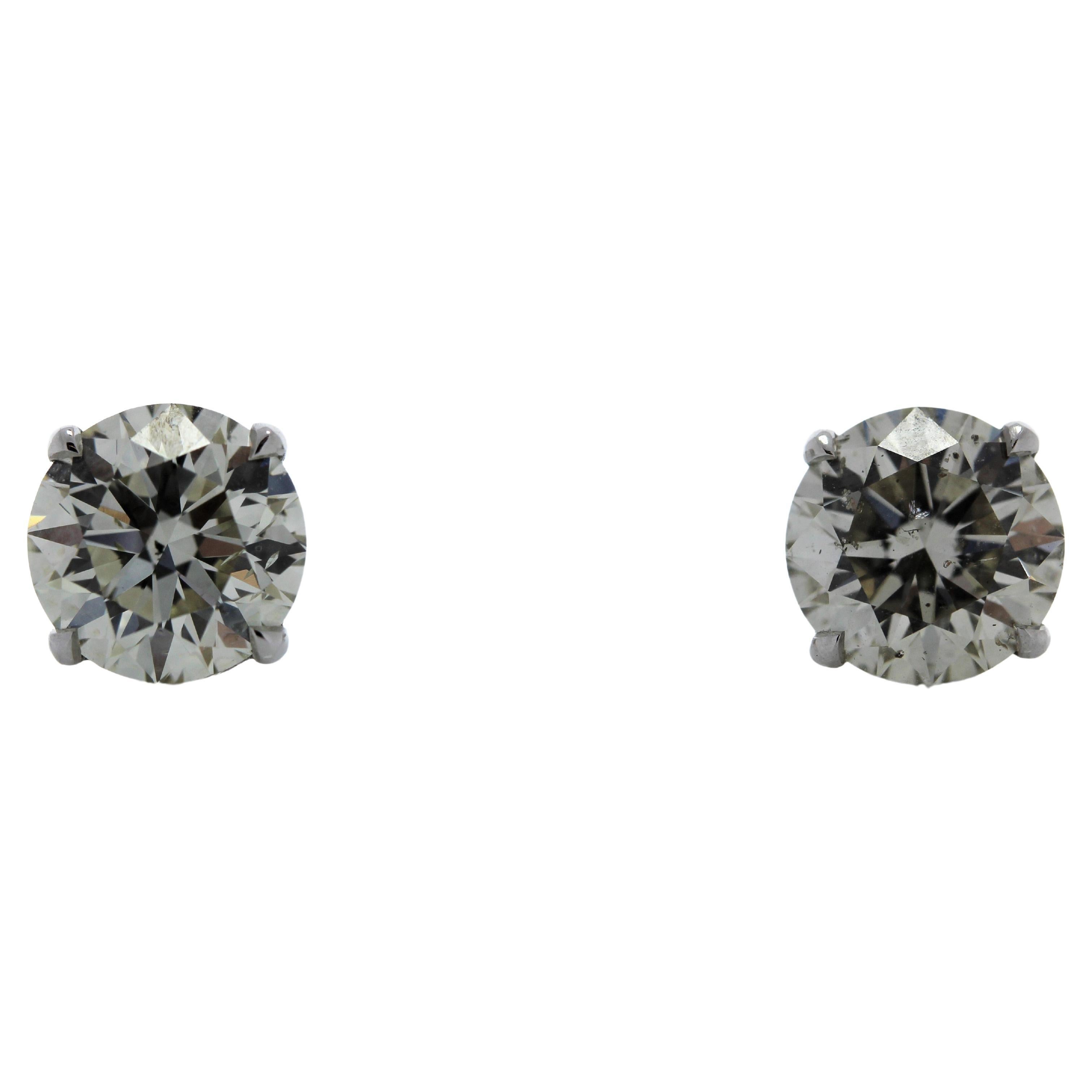 EGL USA Certified 4.01 Carat Total Diamond Stud Earrings in 14 Karat ...