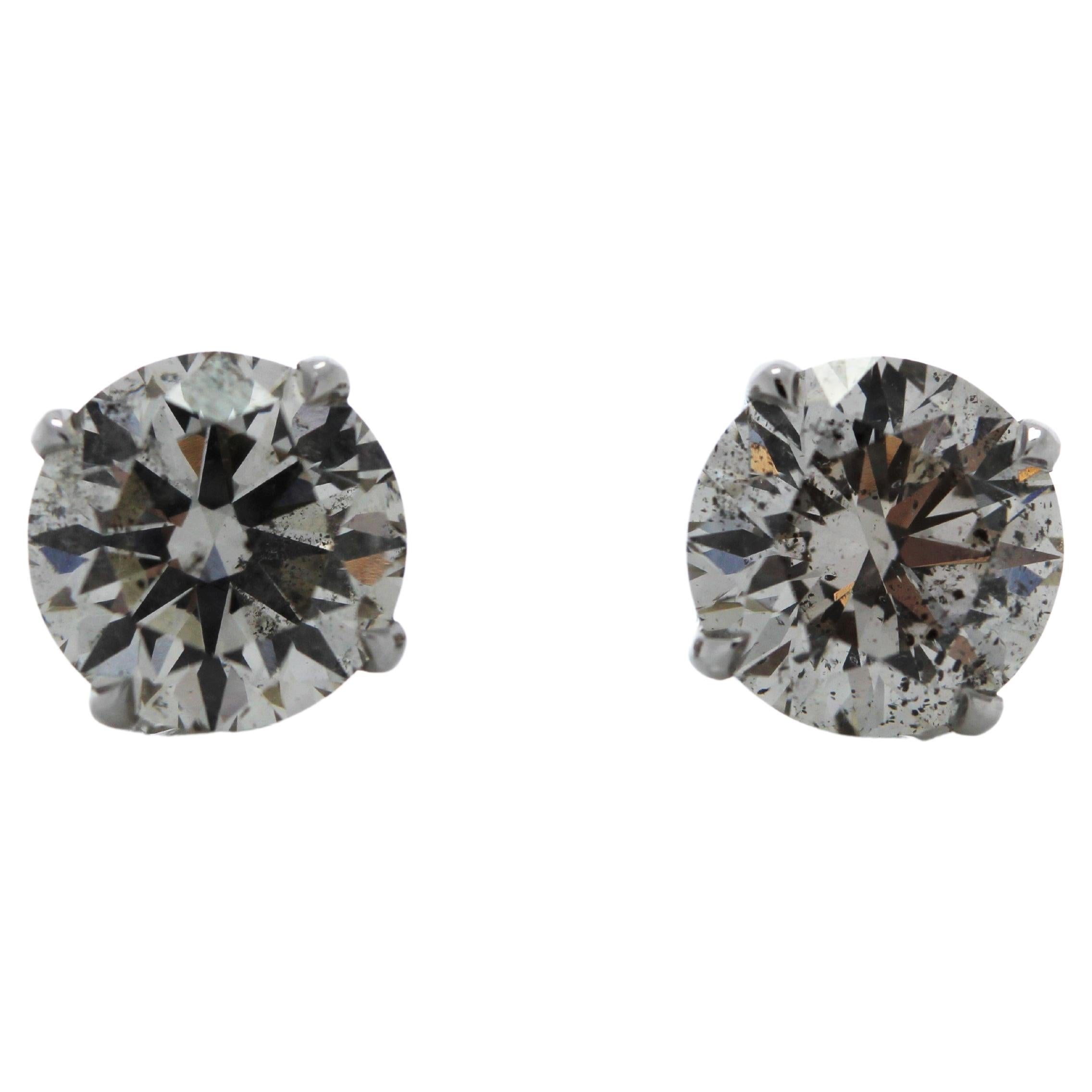 EGL USA Certified 4.01 Carat Total Diamond Stud Earrings in 14 Karat ...