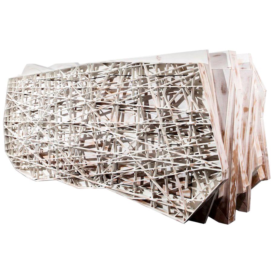 Contemporary Italian High Sideboard in Glossy Greige Lacquer For Sale ...