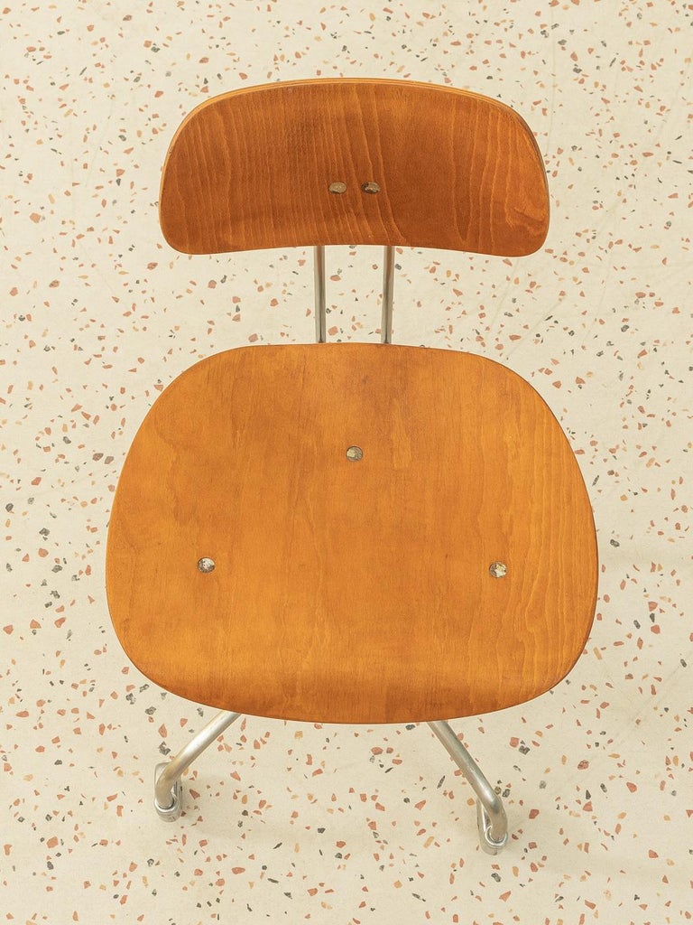 Egon Eiermann Ash Plywood Chair Model SE40, 1950s Germany, adjustable ...
