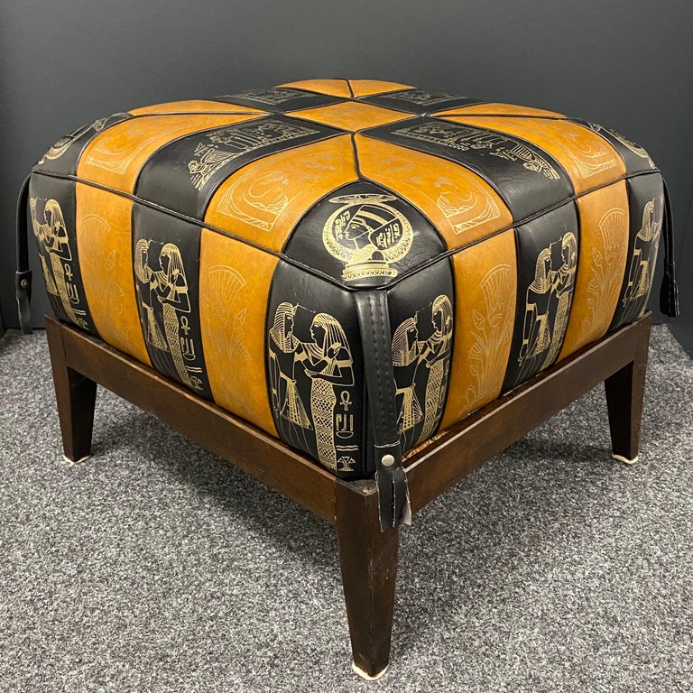 Egypt Pictured Pouf Ottoman Footstool Poof Pouffe Made of Leatherette ...
