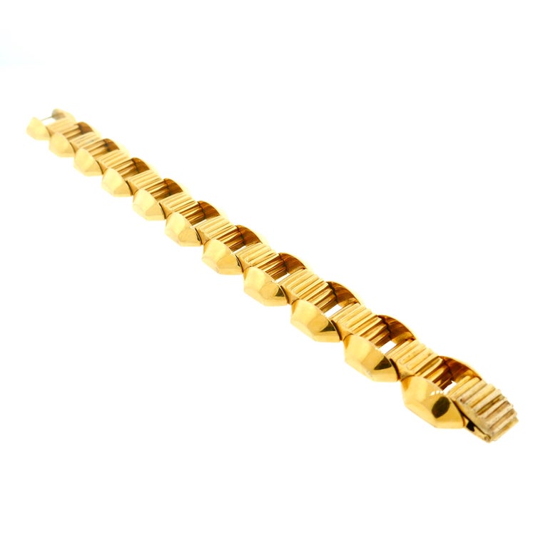 Egyptian 18 Karat Rose Gold Retro Bracelet at 1stDibs | egyptian gold marks