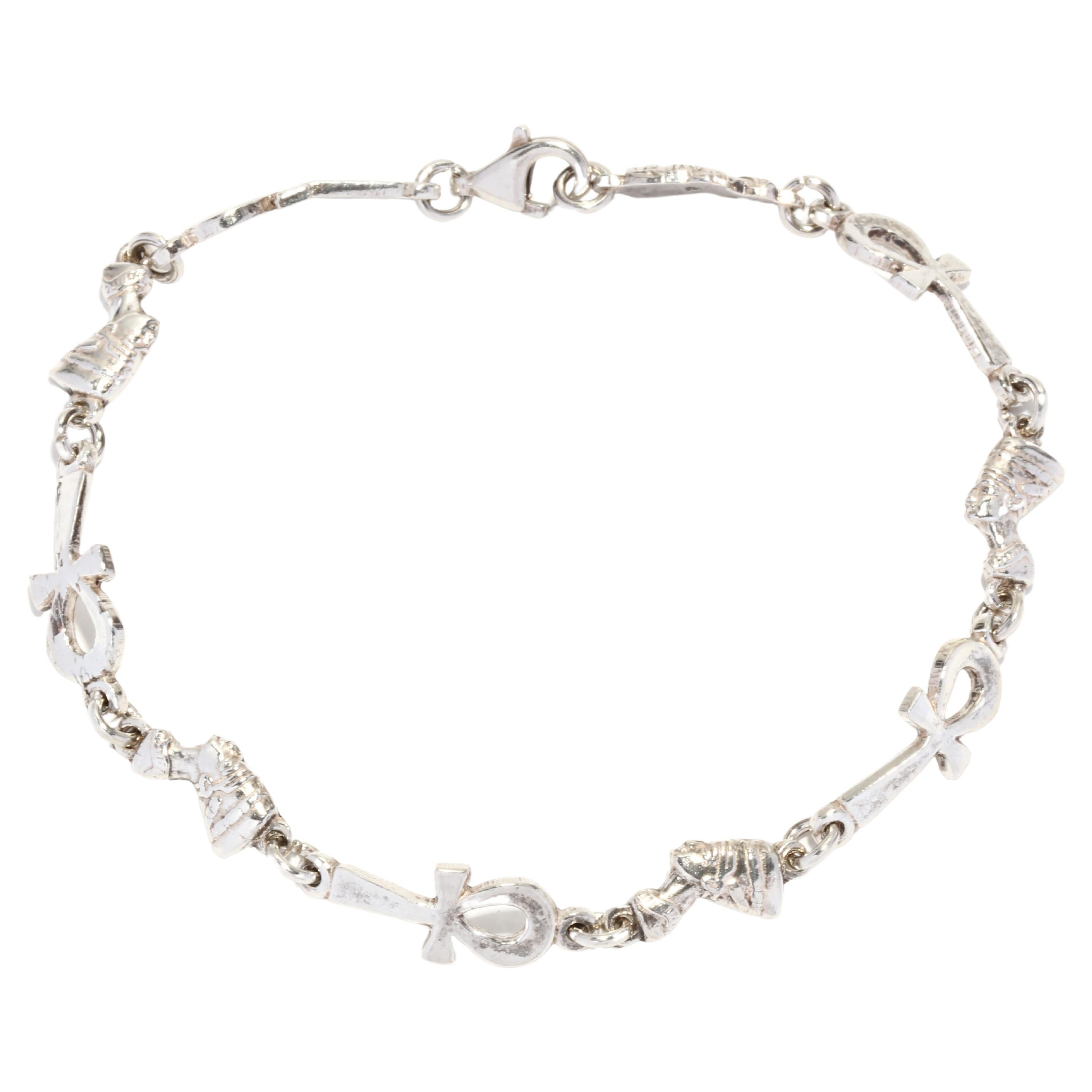 Egyptian Design Bracelet, Sterling Silver, Ankh Bracelet, Egypt at 1stDibs