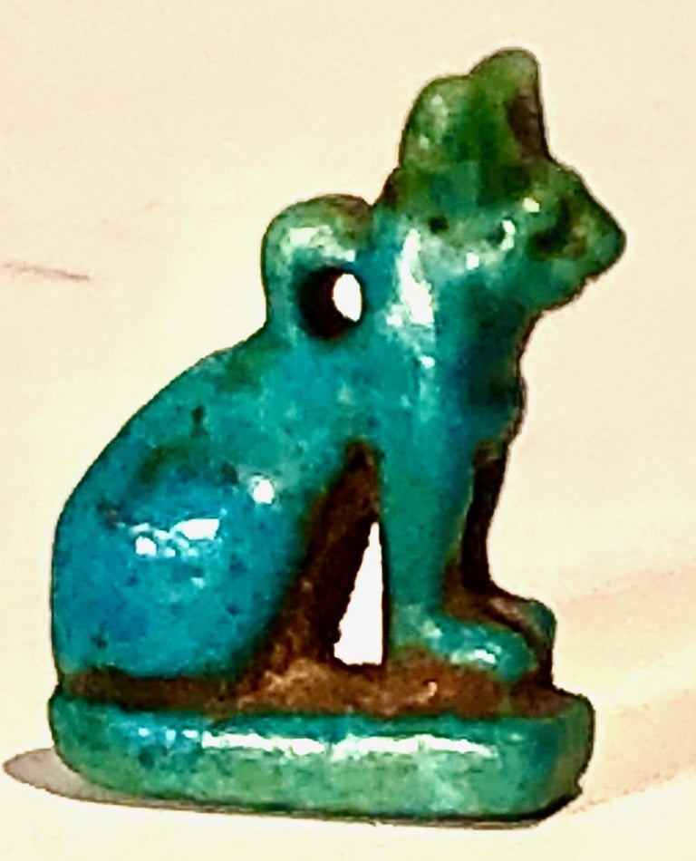 Egyptian Faience Amulet of a Cat at 1stDibs | faience stone