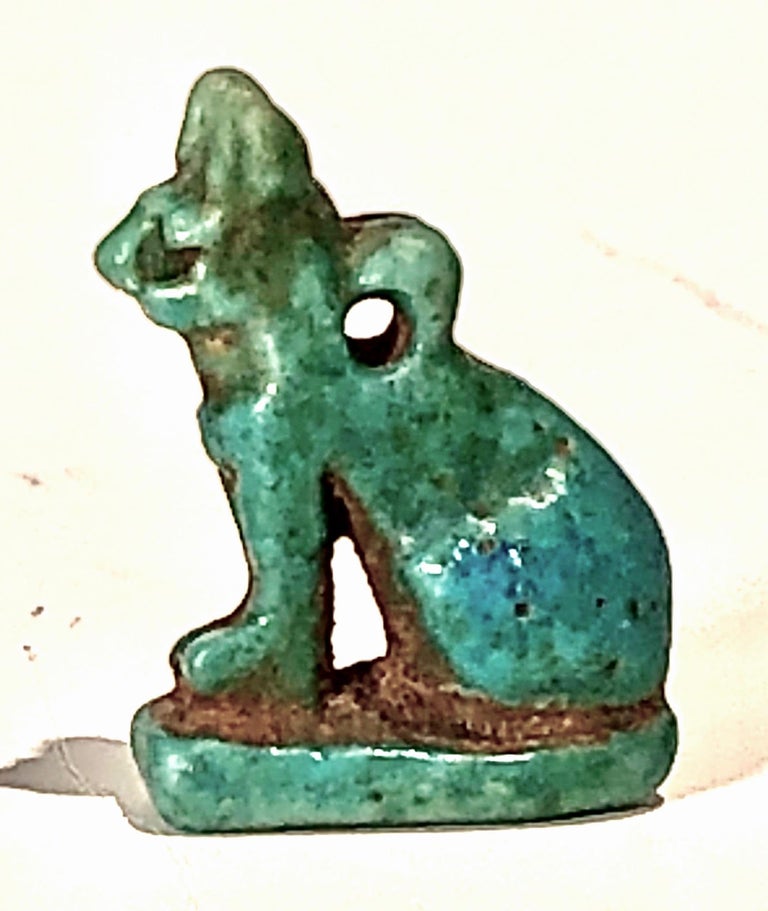 Egyptian Faience Amulet of a Cat at 1stDibs | faience stone