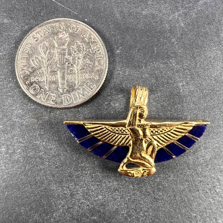 Egyptian Goddess Isis 18k Yellow Gold Pendant For Sale at 1stDibs