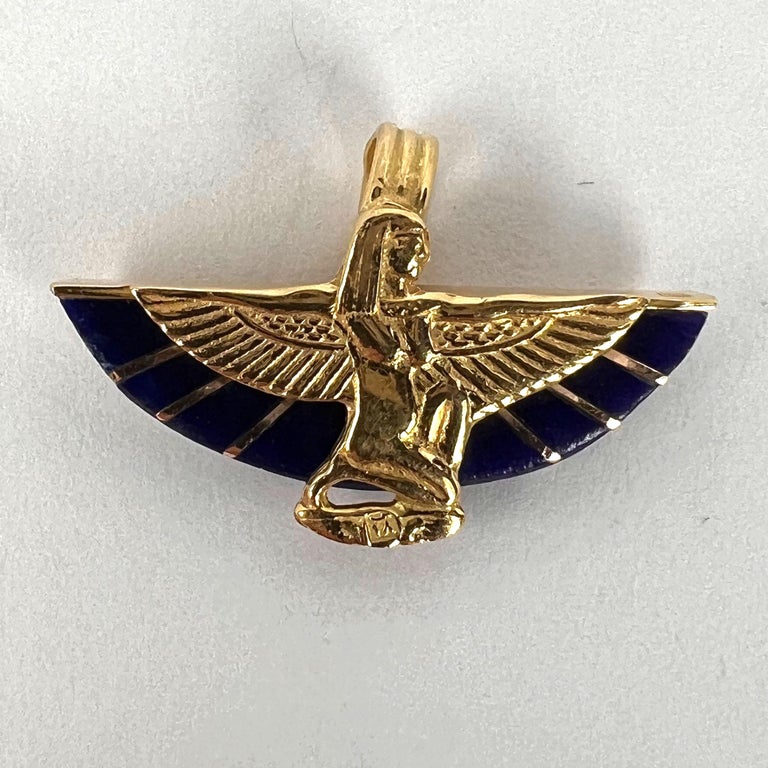 Egyptian Goddess Isis 18k Yellow Gold Pendant For Sale at 1stDibs