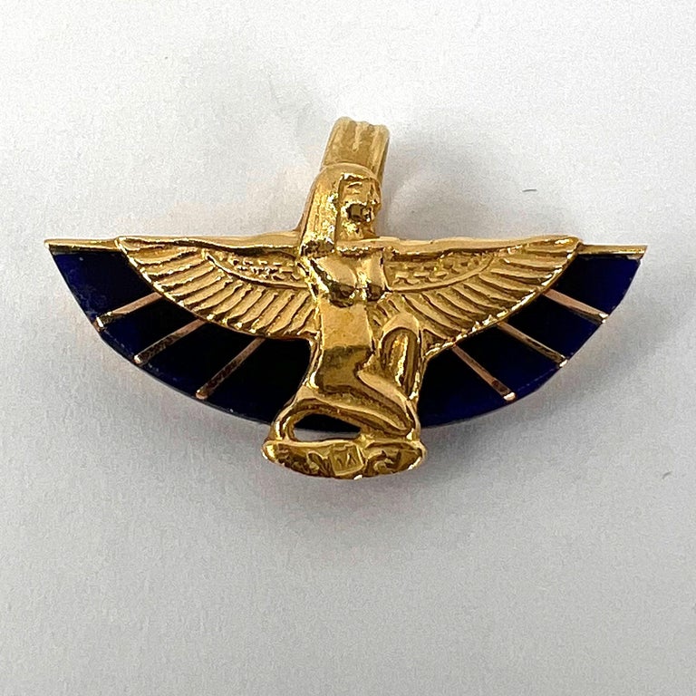 Egyptian Goddess Isis 18k Yellow Gold Pendant For Sale at 1stDibs