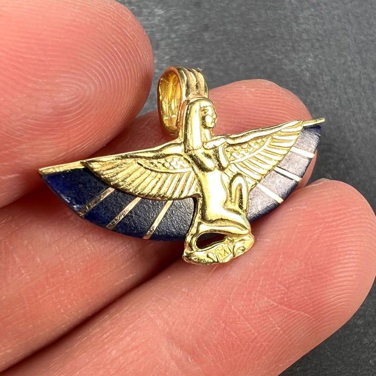 Egyptian Goddess Isis 18k Yellow Gold Pendant For Sale at 1stDibs