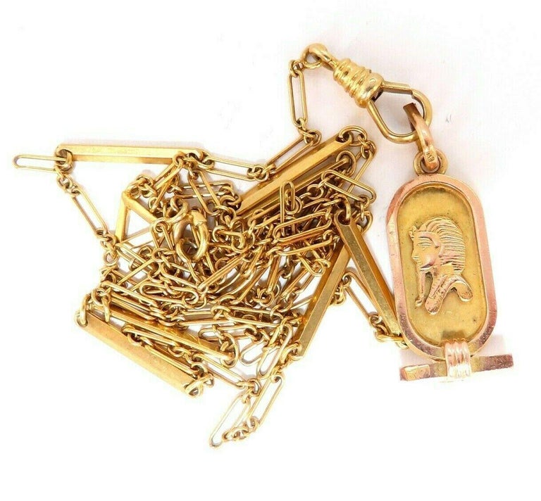 Egyptian Hieroglyphic Symbol Pendant Long Chain 14 Karat For Sale at ...