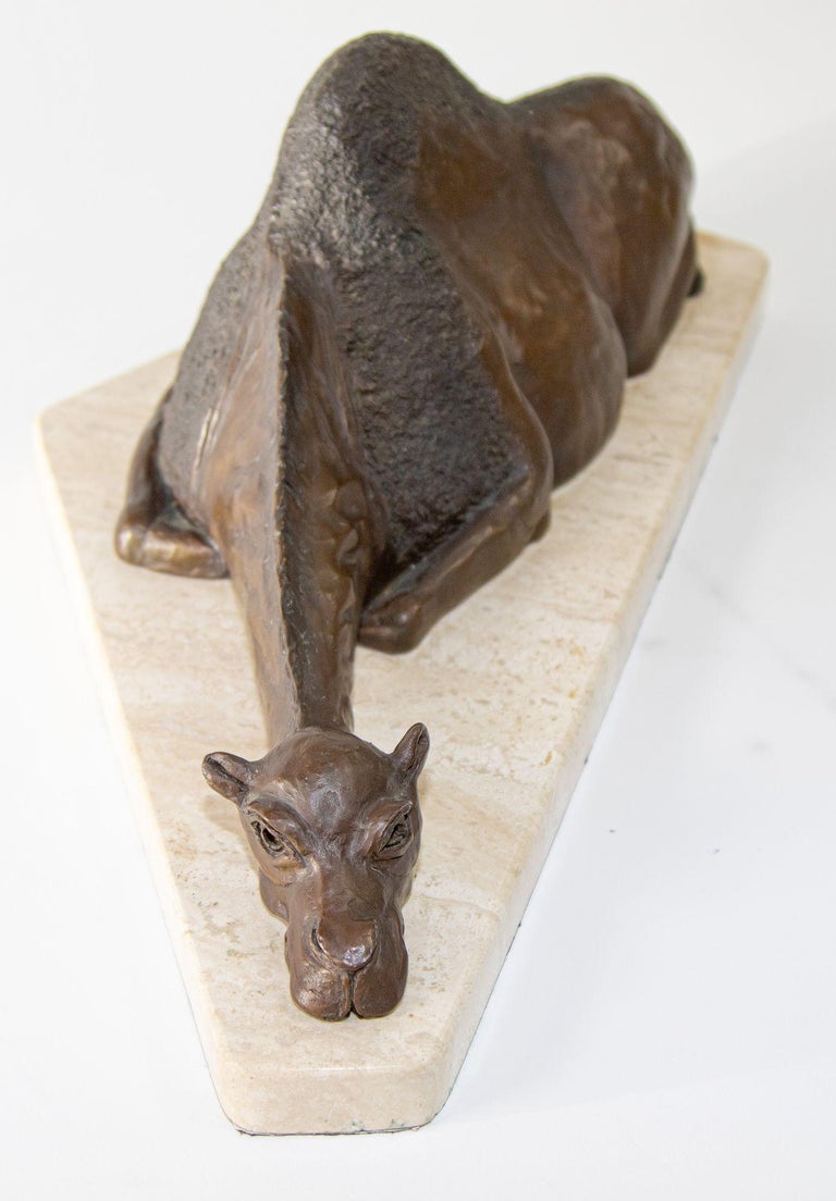 Egyptian Middle Eastern Resting Camel Sculpture on Marble Stand For ...