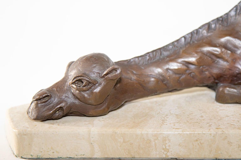 Egyptian Middle Eastern Resting Camel Sculpture on Marble Stand For ...